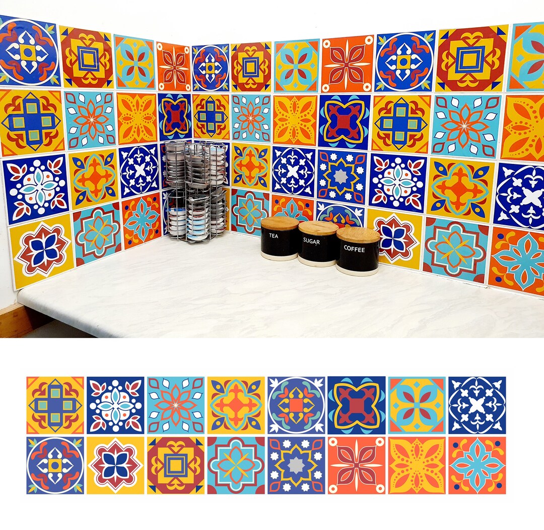 Mosaic Tile Stickers 16 per Pack Waterproof Transfers for - Etsy