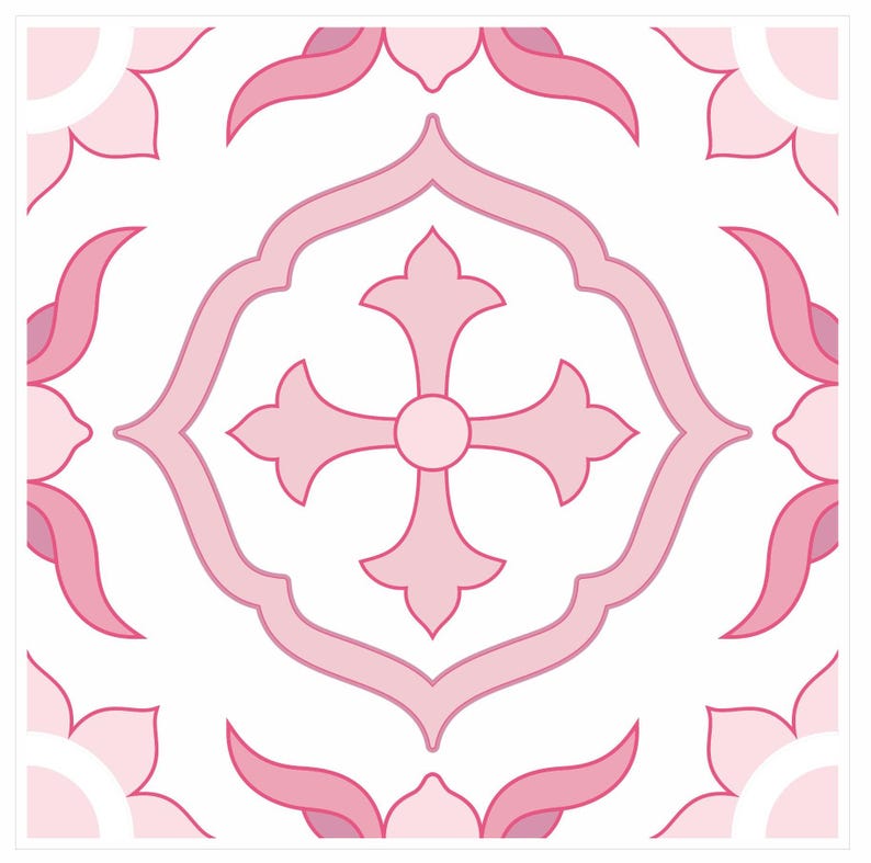 Mosaic Pink Tile Stickers, 16 per Pack, Waterproof Transfers for 100mm ...