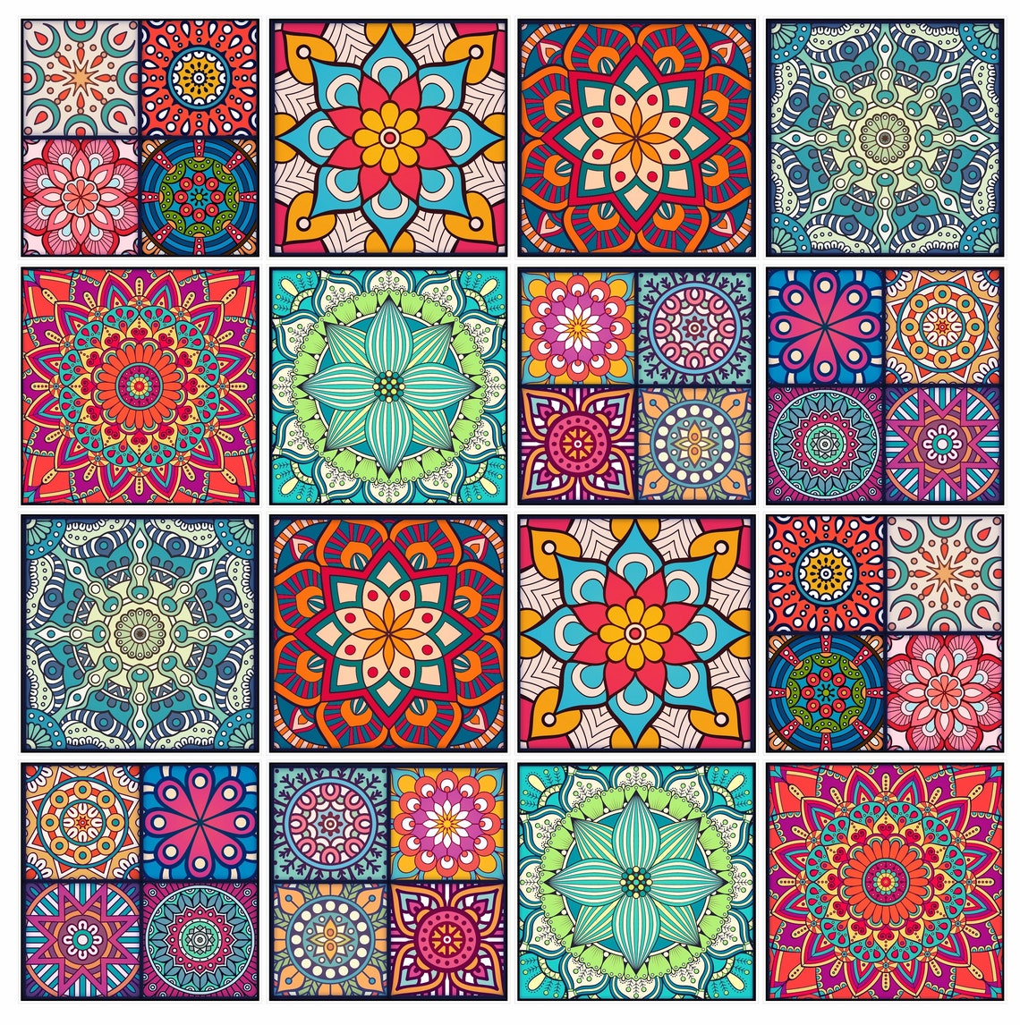 Mosaic Tile Stickers 16 per Pack Waterproof Transfers for - Etsy UK
