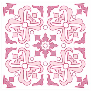Mosaic Tile Stickers, Pack of 24 Pink Patterns, Waterproof Transfers ...