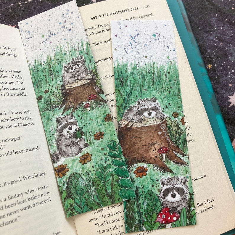 Illustrated Bookmarks Puffins Raccoons Watercolours Book - Etsy