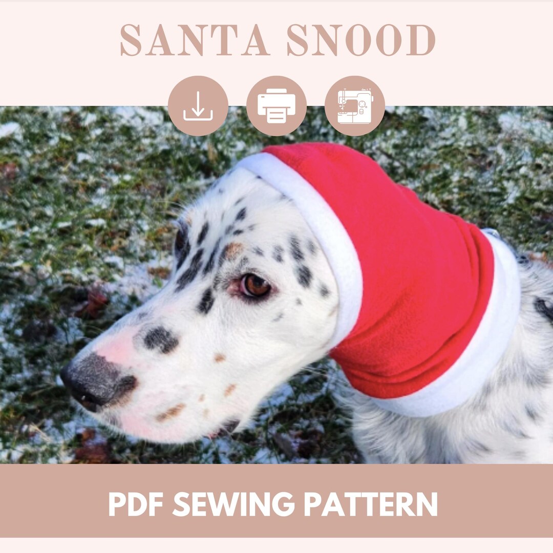 Santa Dog Snood Sewing Pattern – Fleece Dog Hat PDF, DIY Dog Costume ...