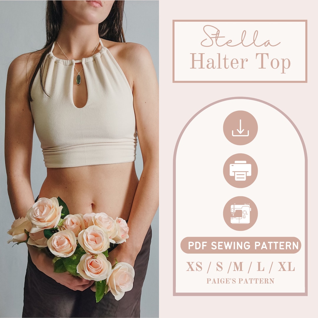Halter Top Pattern | Digital PDF Sewing Pattern | Crop Top Pattern ...