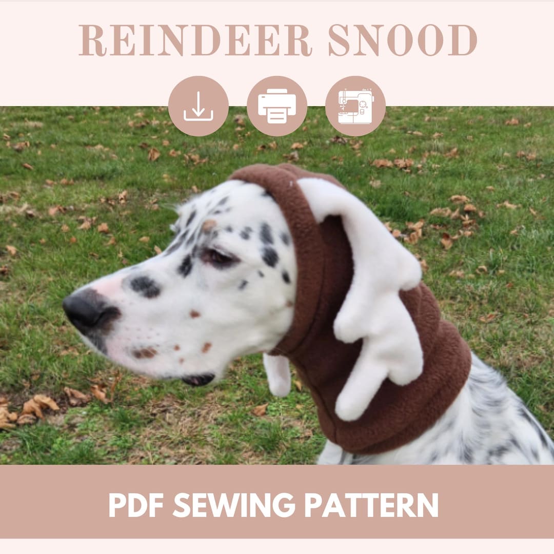 Reindeer Dog Snood Sewing Pattern – Fleece Dog Hat PDF, DIY Dog Costume ...