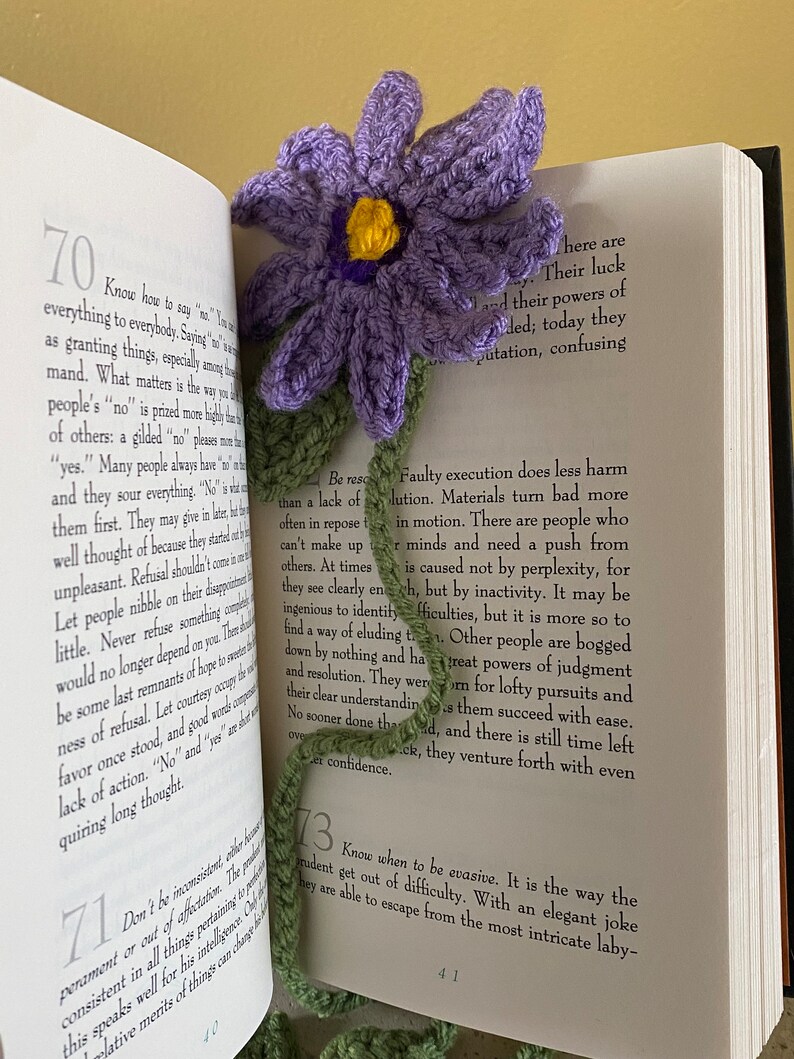 Crochet Bookmark Lavender Color Wildflower Handmade Approx. 12" Long - Etsy