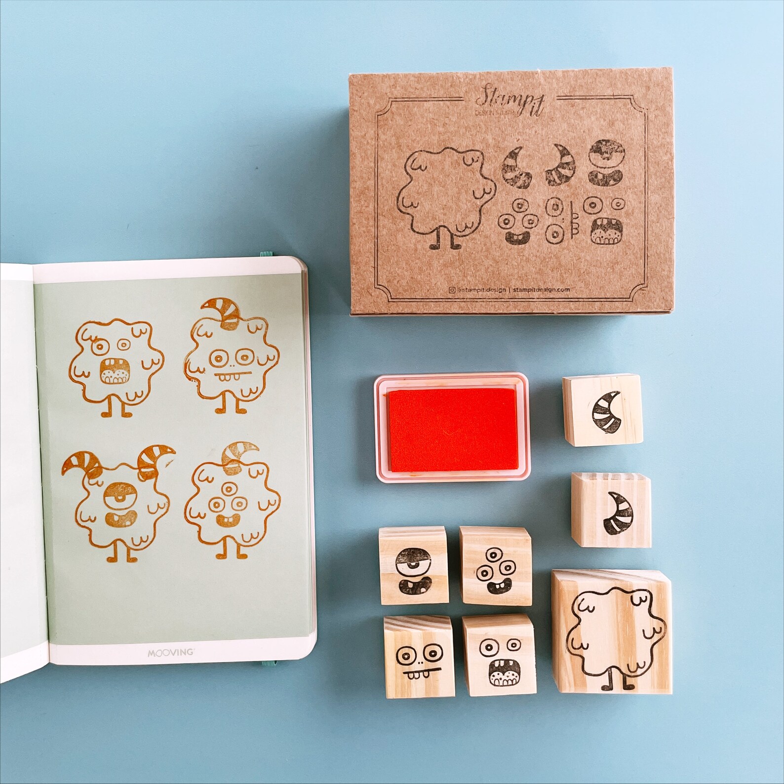 Wooden toy for kids Monster Stamp Toy Learning stamp toy | Etsy