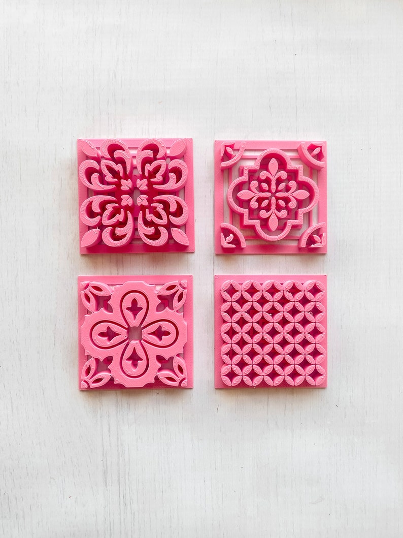 Mosaic Set Cookie Stamp - 4 Design Geometrical Flower Patterns - DIY ...
