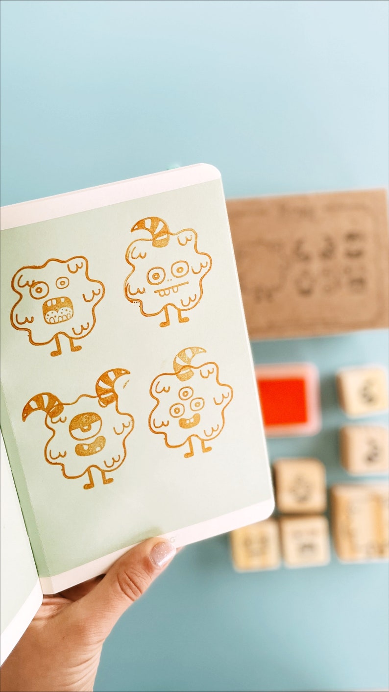 Wooden Toy for Kids Monster Stamp Toy Learning Stamp Toy - Etsy