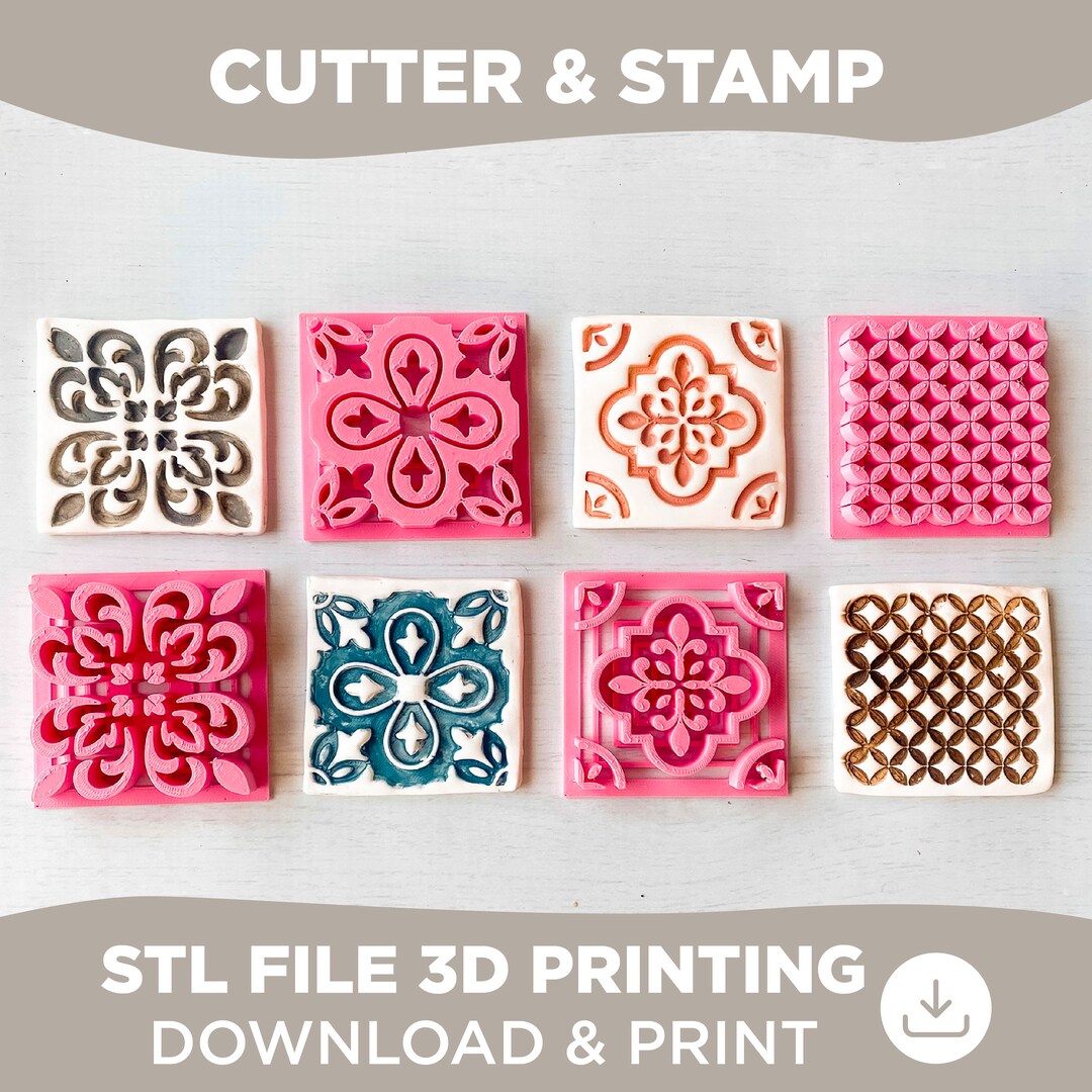 Mosaic Set Cookie Stamp - 4 Design Geometrical Flower Patterns - DIY ...