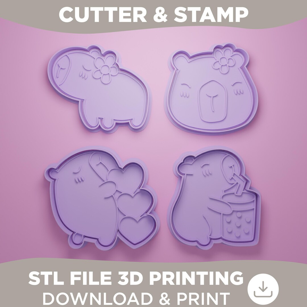 Capybara Cutter and Stamp Set STL – 4 Cute Capybara Designs for Kids ...
