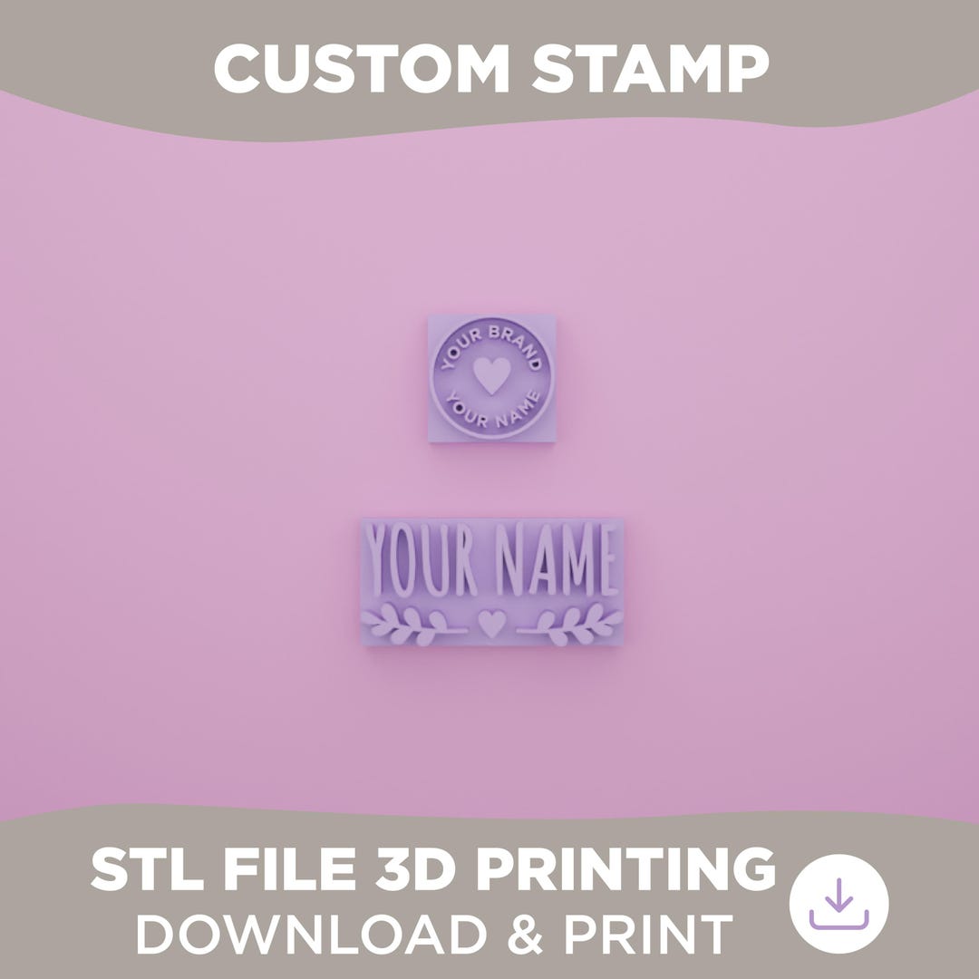 Custom Stamp STL Digital Download – Personalized Text Phrase Icon Logo ...