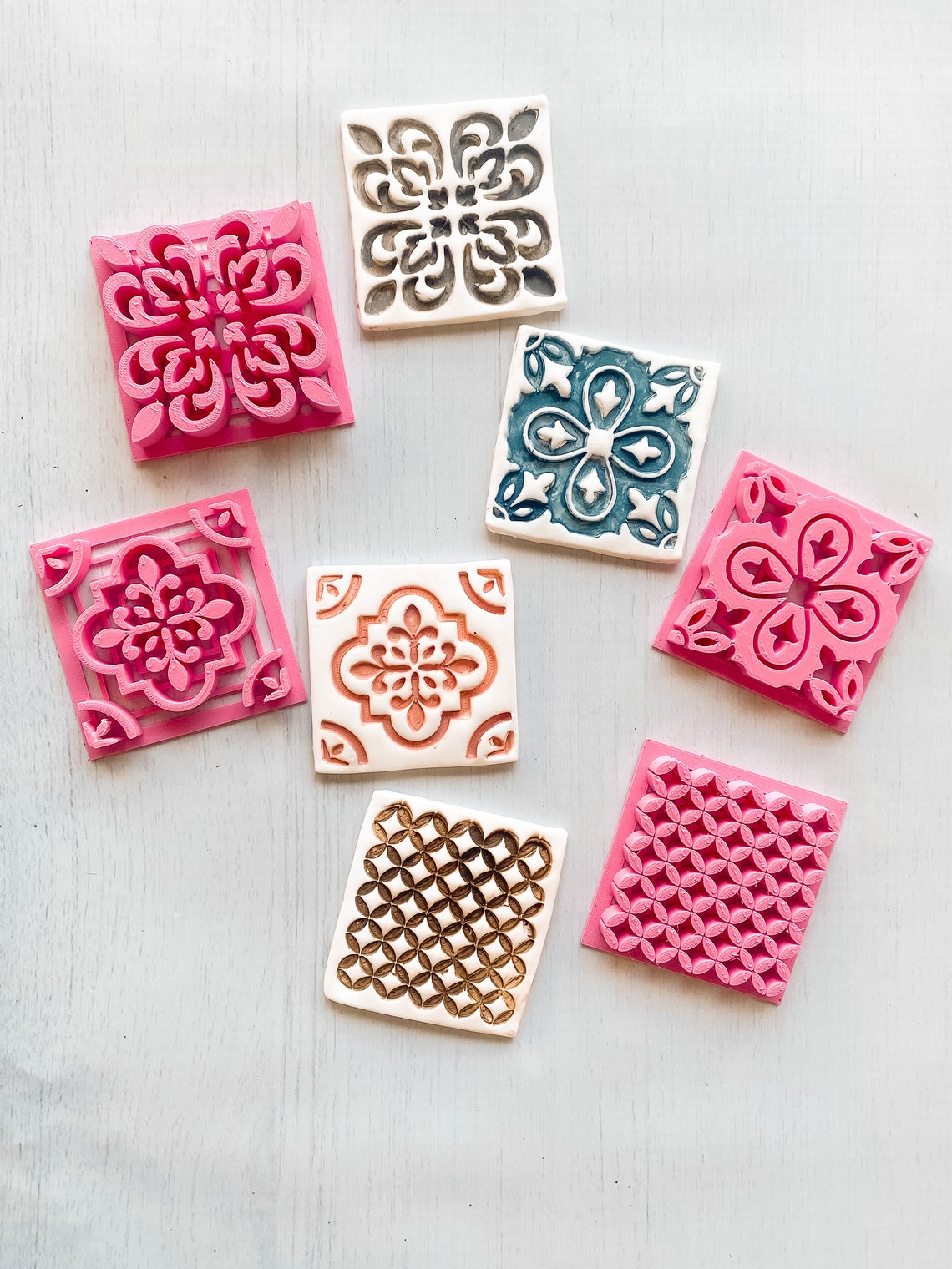 Mosaic Set Cookie Stamp - 4 Design Geometrical Flower Patterns - DIY ...