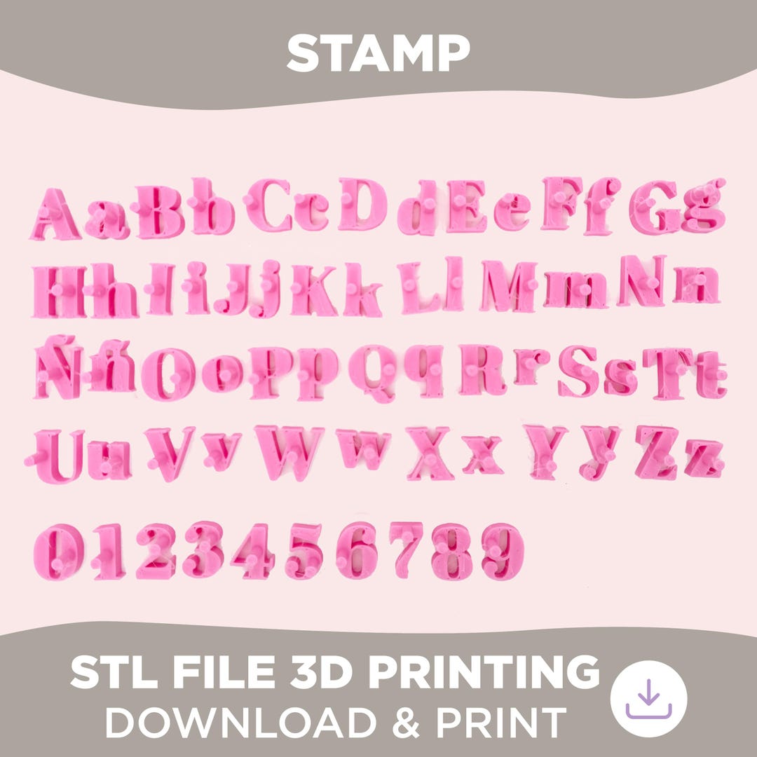 3D Stamp Alphabet With Handles - Uppercase, Lowercase & Numbers - STL ...