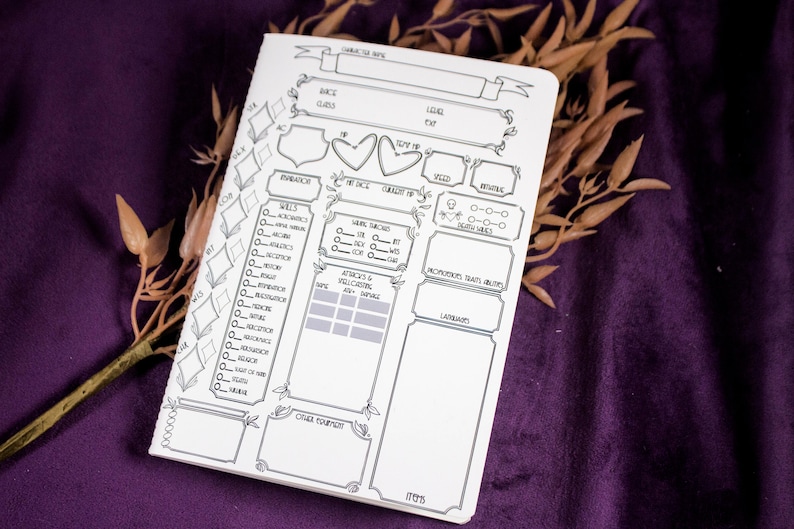 DND Character Sheet Notebook Dotted Pages Soft Cover TTRPG - Etsy