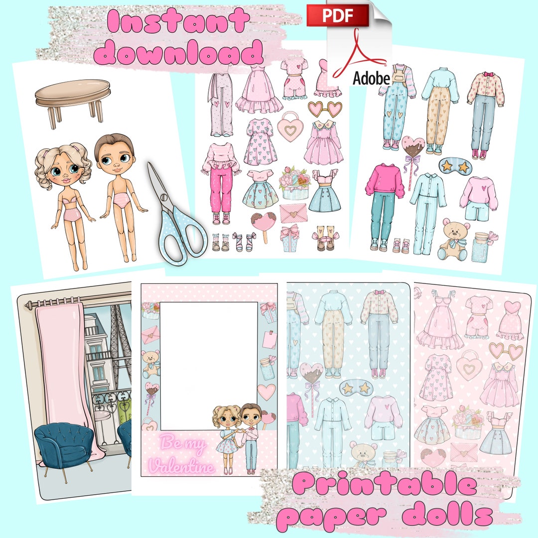 Printable Paper Doll Blythe Valentine Day With Clothes - Digital PDF Instant Download, Dress up ...