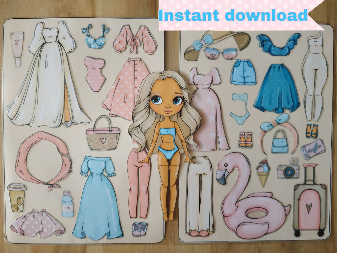 Printable Paper Doll Summer Blythe With Clothes - Digital PDF, Girly ...