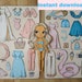 Printable Paper Doll Summer Blythe With Clothes - Digital PDF, Girly Busy Book Activity, Dress ...