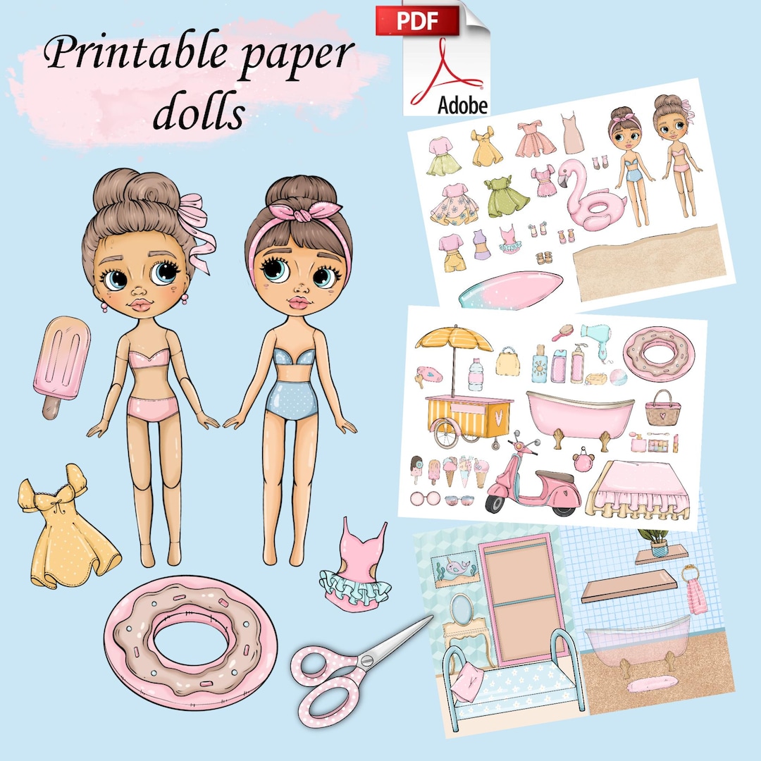 Printable Paper Doll Blythe With Clothes, Digital PDF, Busy Book Activity, Dollhouse by the Sea ...