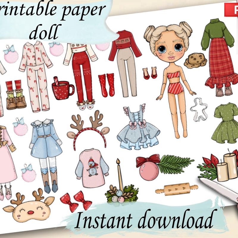 Christmas Paper Doll - Etsy