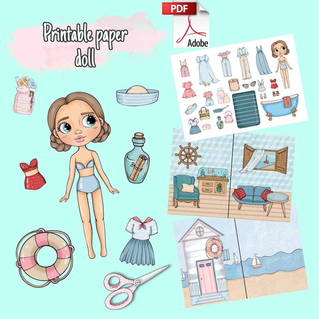 Printable Paper Doll Blythe With Clothes, Digital PDF, Busy Book Activity, Dollhouse by the Sea ...