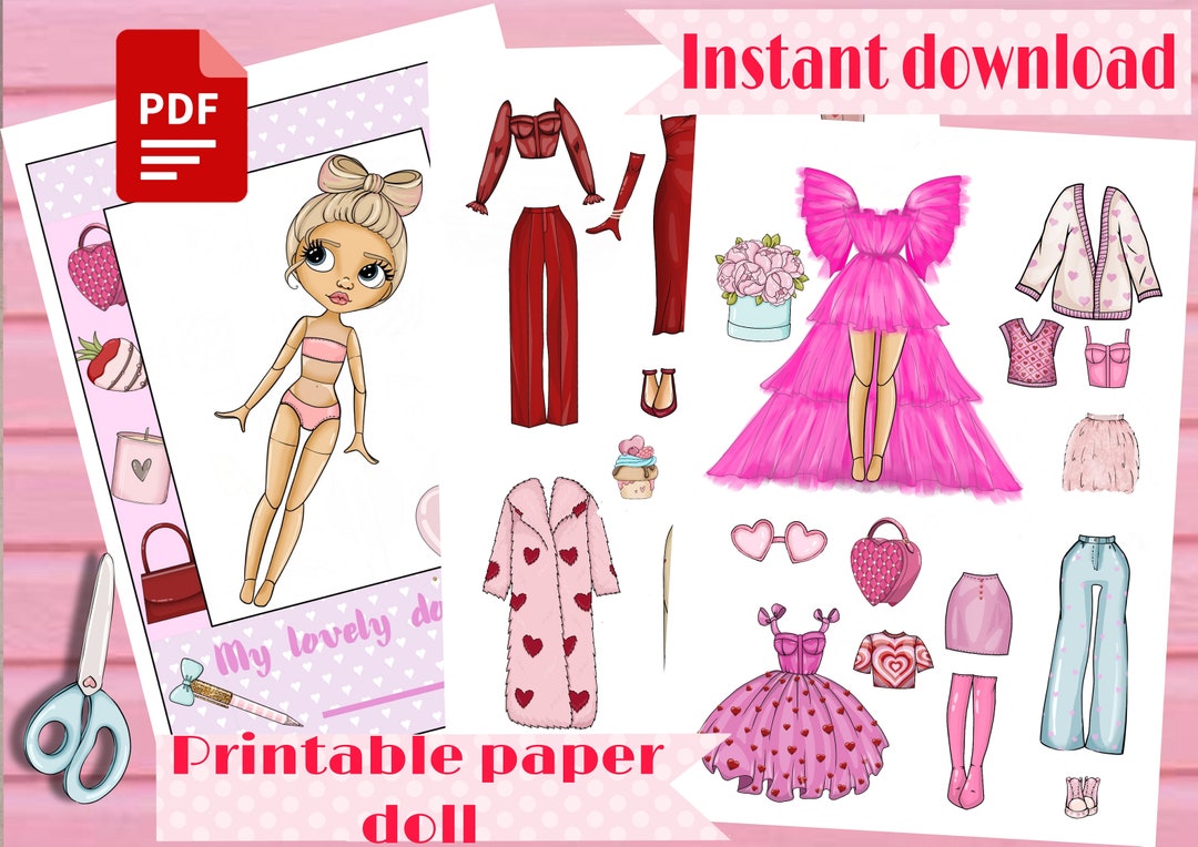 Printable Paper Doll Blythe Valentine's Day With Clothes - Digital PDF ...