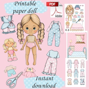 Printable Paper Doll Q Baby With Clothes - Digital PDF, Girly Busy Book ...