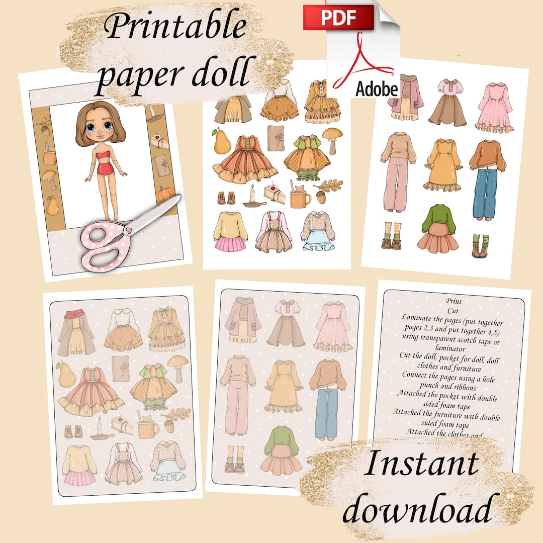 Printable Paper Doll Autumn Blythe With Clothes - Digital Instant Download, Dress up Cut Out ...