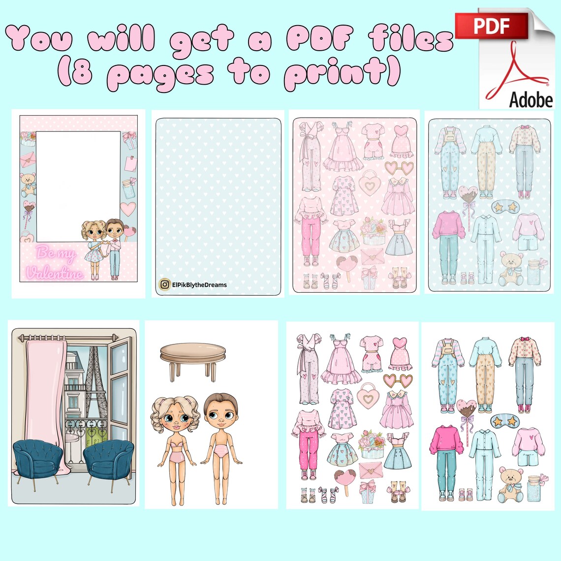 Printable Paper Doll Blythe Valentine Day With Clothes - Digital PDF ...