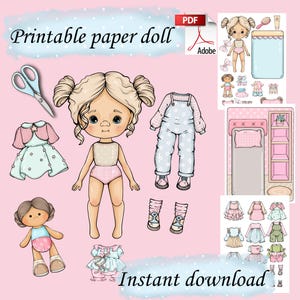Printable Paper Doll Q Baby With Clothes - Digital PDF, Girly Busy Book ...
