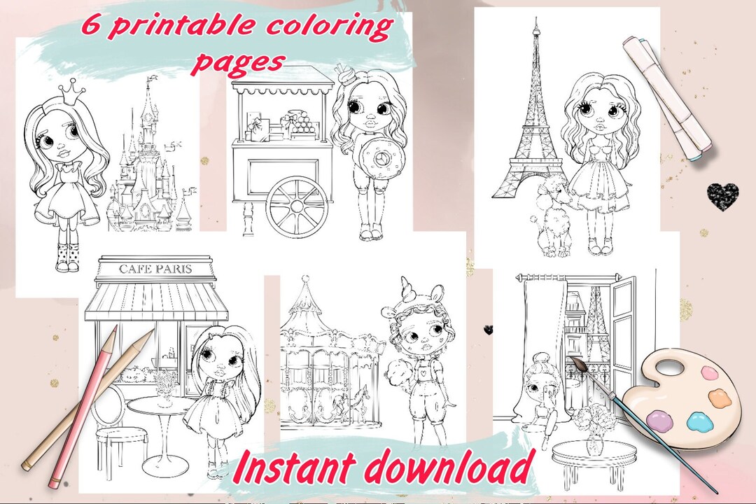 Printable Coloring Pages Bundle Blythe Doll in Paris Digital - Etsy