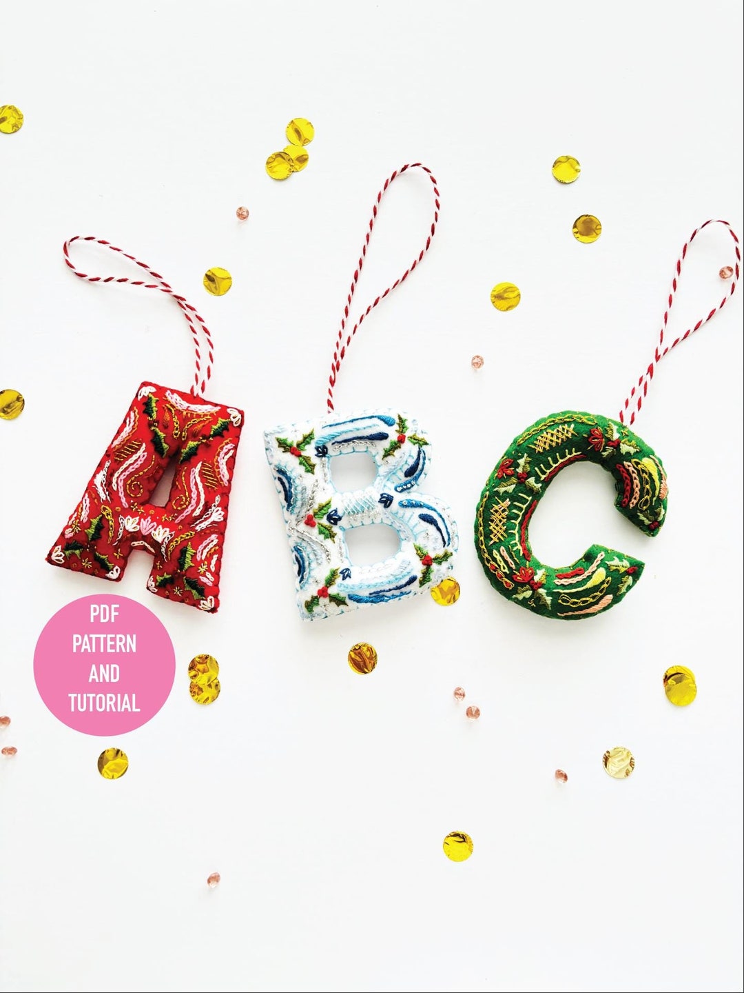 Embroidered Felt Alphabet Ornaments Pdf, Beginners Embroidery ...