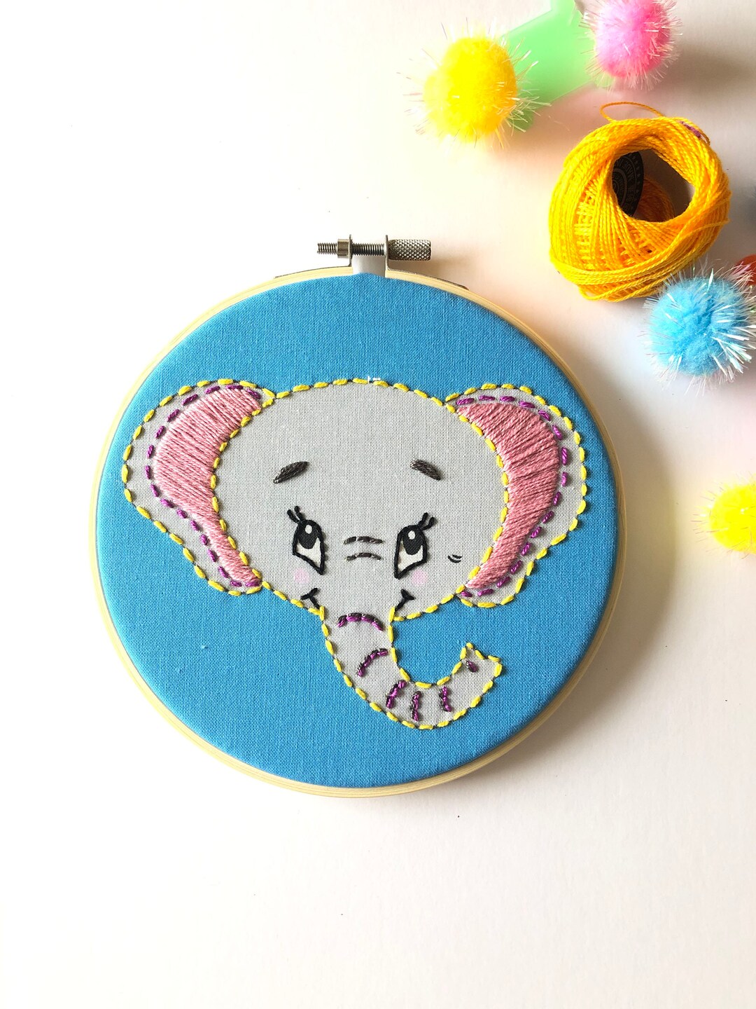 Cute Elephant Embroidery Kit, Needlecraft Kit, Embroidery Pattern ...