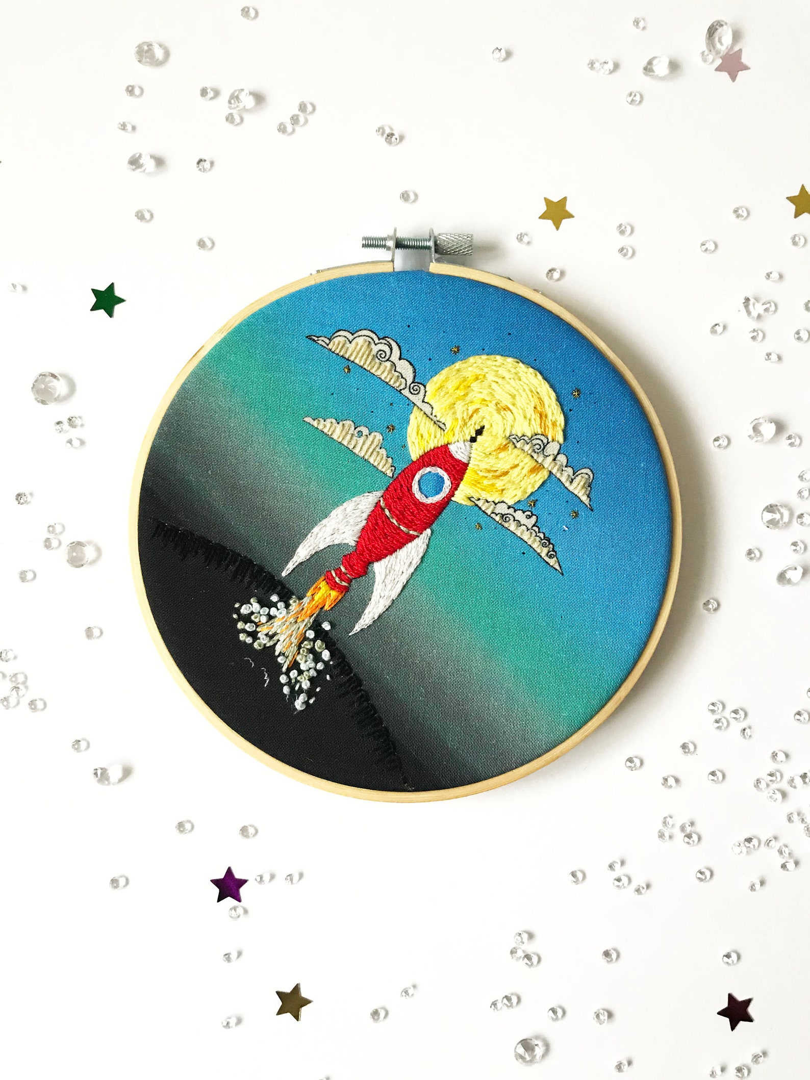 Rocket Embroidery Kit needlecraft kit embroidery pattern | Etsy