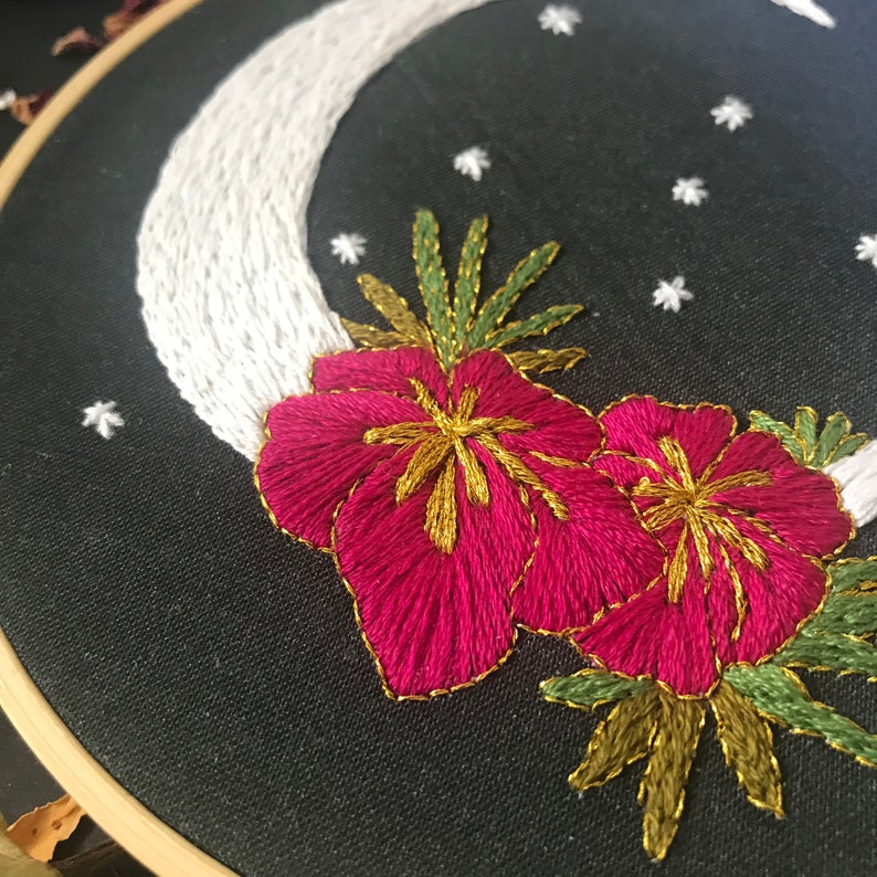 Moon Embroidery Kit needlecraft kit embroidery pattern | Etsy