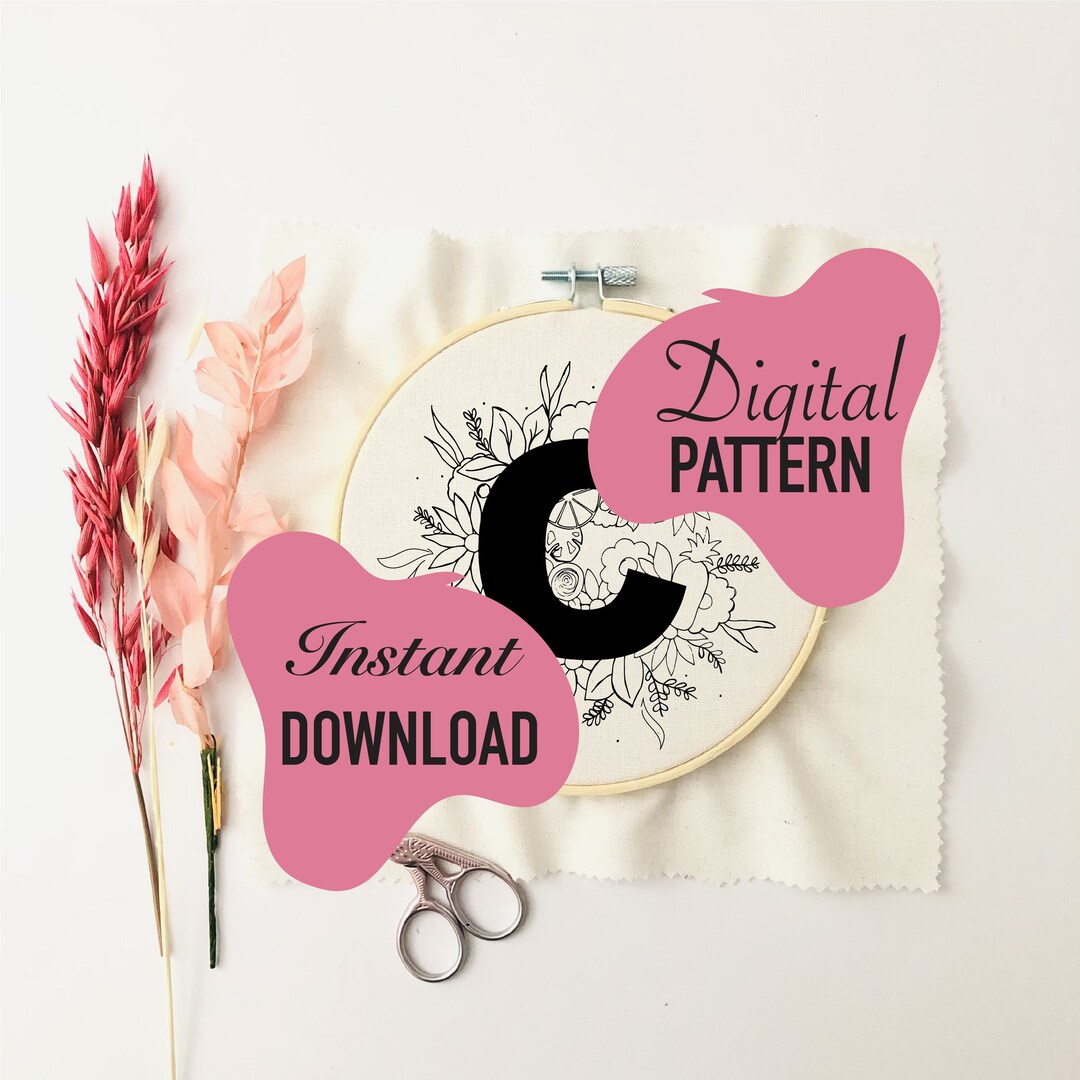 Letter "c" Digital Download Pattern/ Floral Embroidery PDF ...