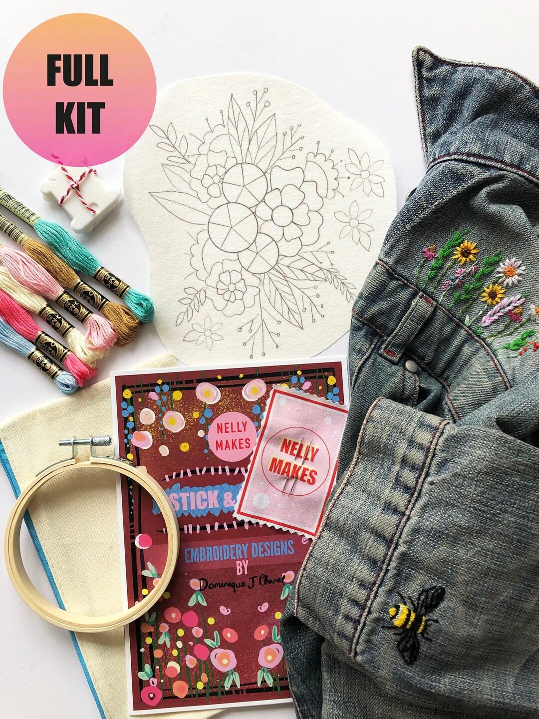 Bouquet Stick and Stitch Embroidery Transfers, Embroidery Pattern ...