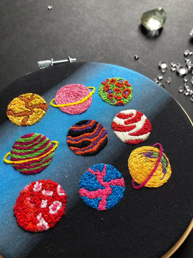 Space Embroidery Kit, Needlecraft Kit, Embroidery Pattern, Beginners ...