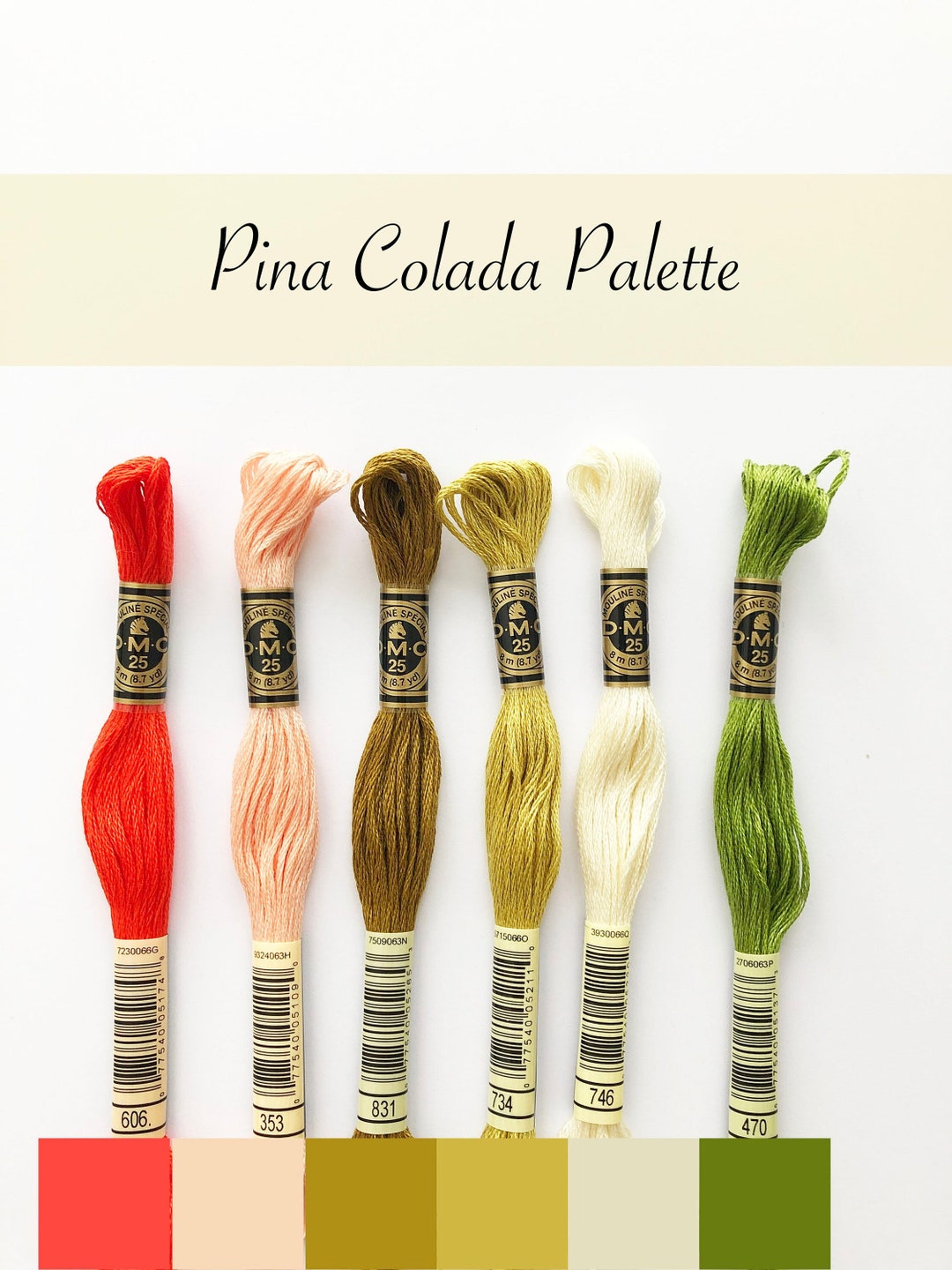DMC 6 Strand Embroidery Thread, PINA COLADA, Embroidery Floss, Colour ...