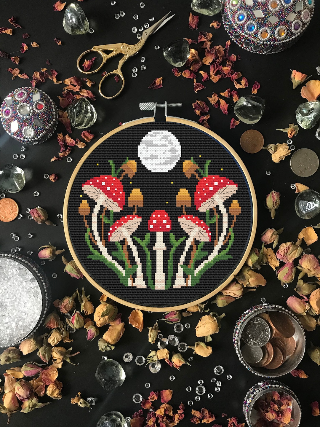 Cross Stitch Pattern, Mushroom Cross Stitch Pattern, Modern Cross ...