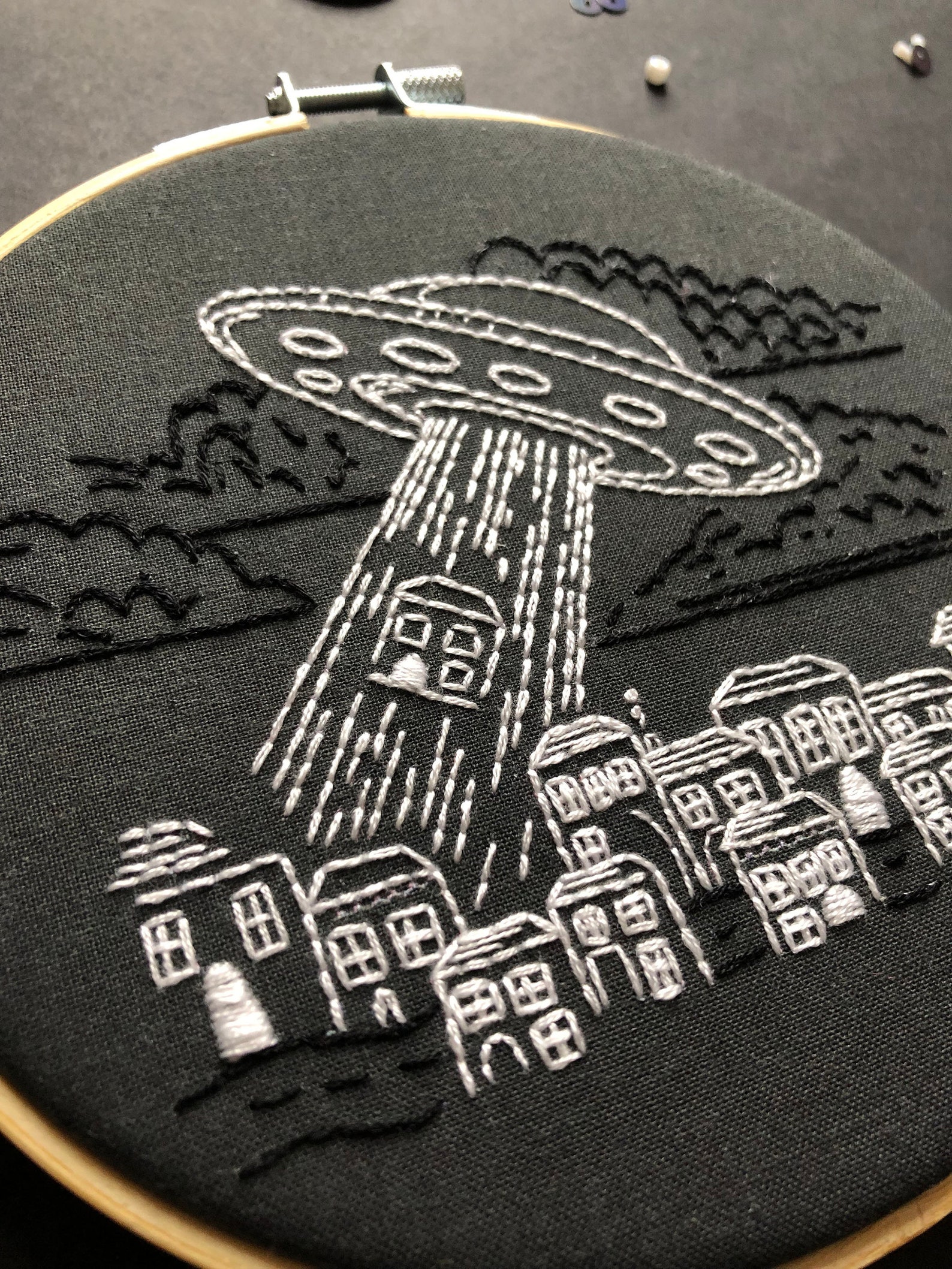 YIKES! UFO Embroidery Kit, Needlecraft Kit, Embroidery Pattern ...