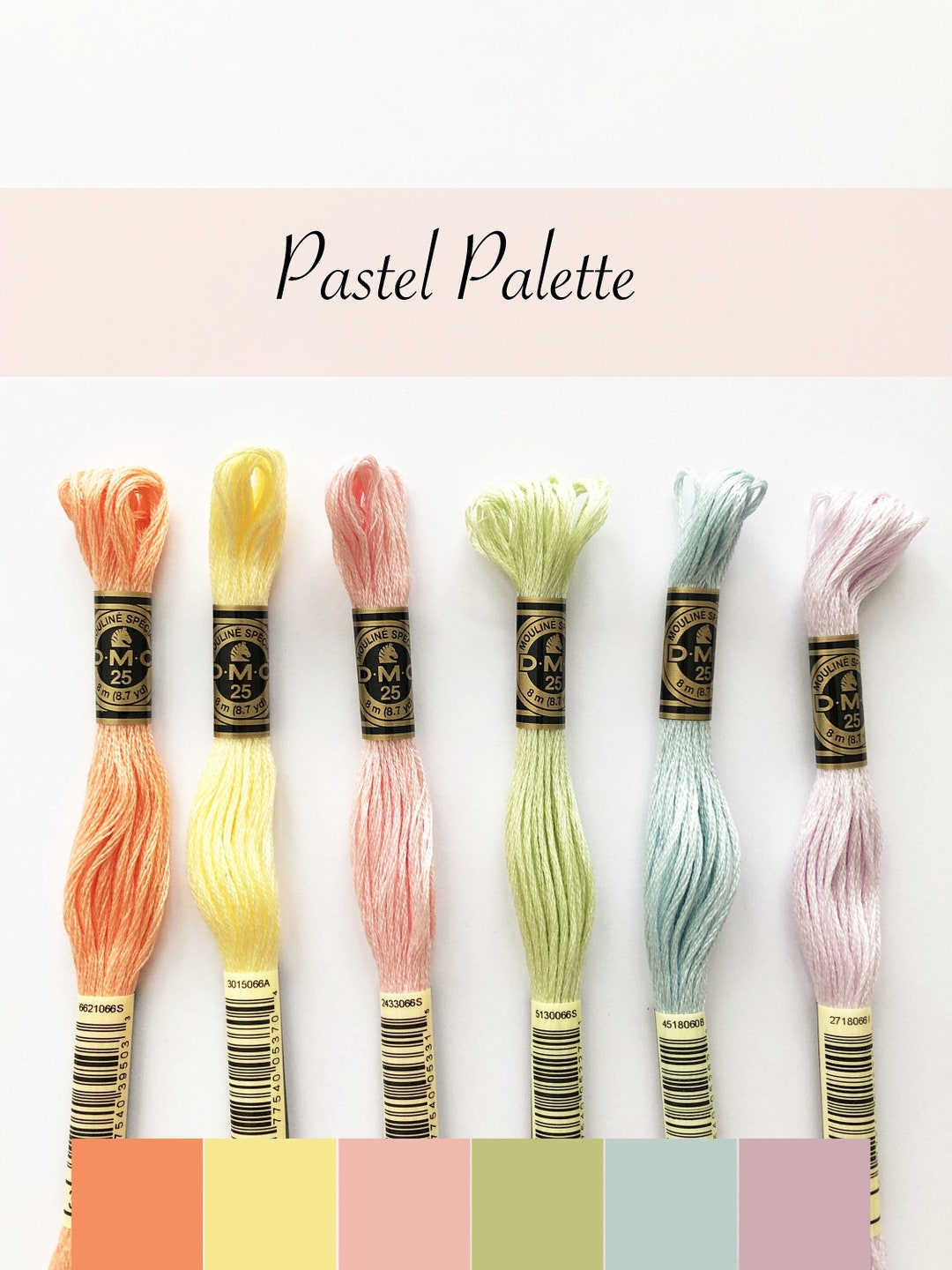 DMC 6 Strand Embroidery Thread, PASTEL RAINBOW, Embroidery Floss ...