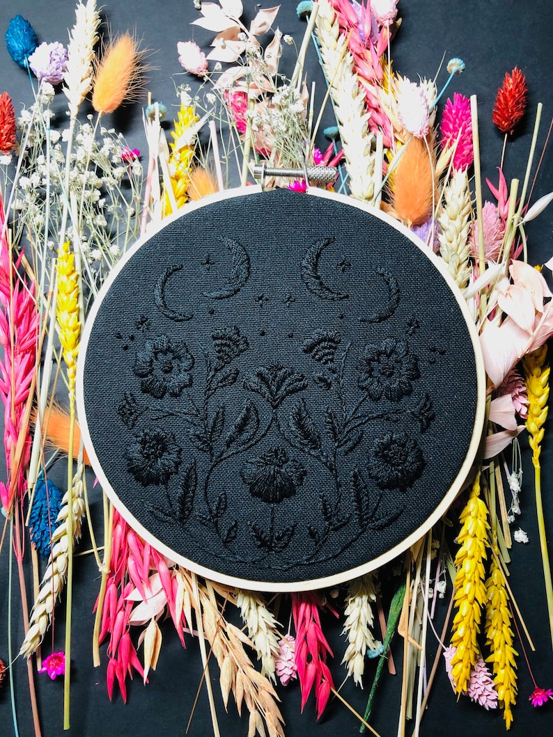 Midnight Moon Embroidery PDF, DMC, Needlecraft Kit, Embroidery Pattern ...