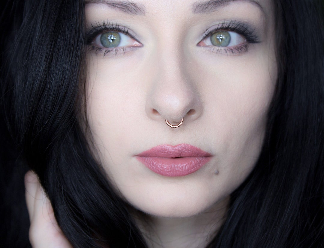 Simplex Solid Copper Septum Ring - Minimalistic Nose Ring - Faux Septum Piercing - Copper Face ...
