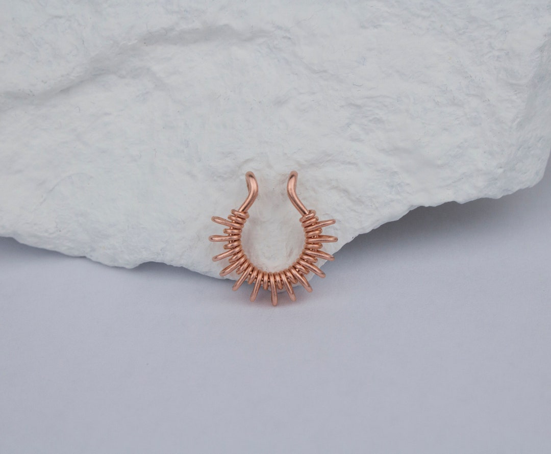 Solid Copper Septum Ring-nose Ring-faux Piercing-handmade Septum Ring-simple Copper Nose Ring ...