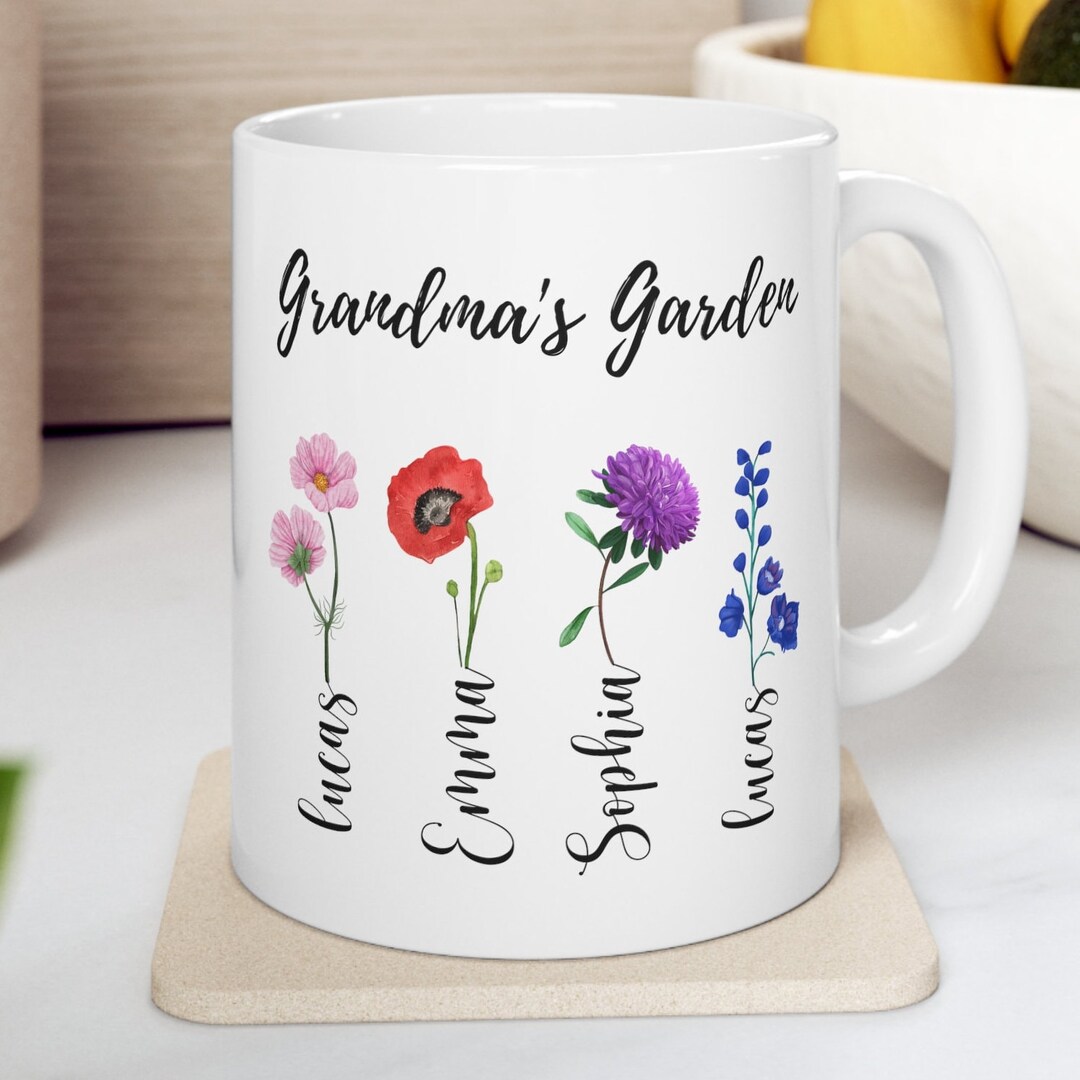 Custom Grandma Mug With Grandkids Names, Grandma's Garden Mug ...