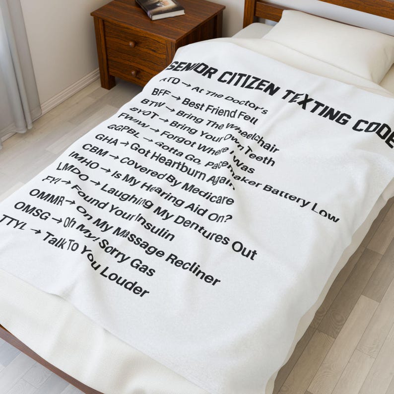 Senior Citizen Texting Code Blanket, Gift for Senior Women and Men ...