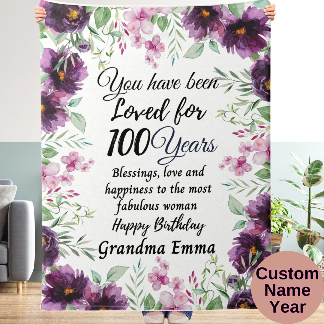 Custom 100th Birthday Gifts for Women, Mom Grandma Fleece Sherpa ...