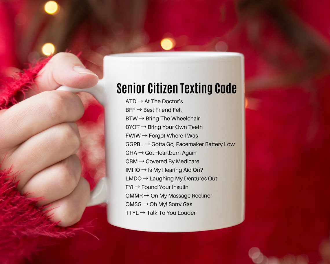 Senior Citizen Texting Code Mug Gift for Senior Women and - Etsy