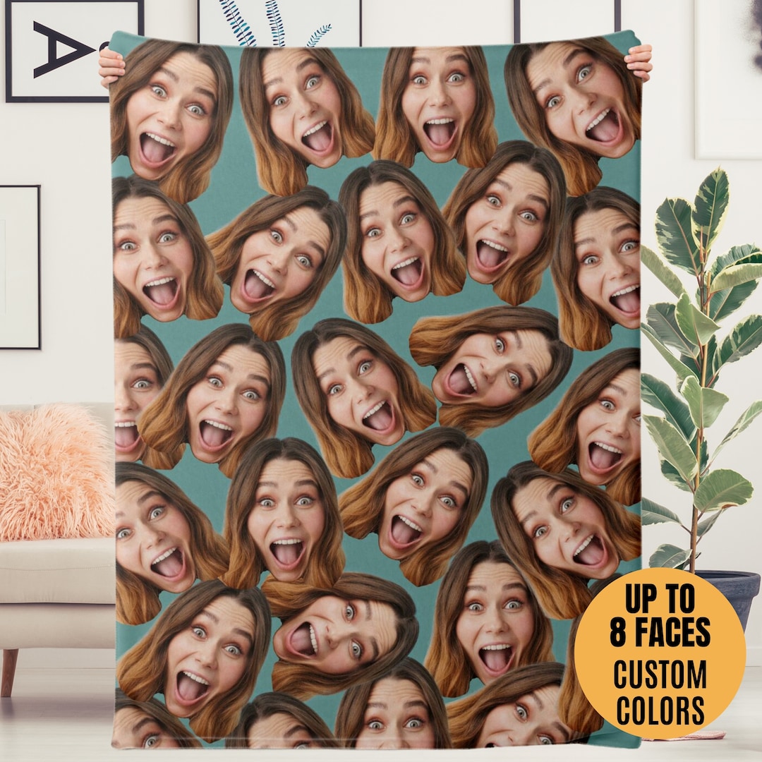 Custom Face Blanket, Personalized Photo Face Blanket, Funny Custom Face ...