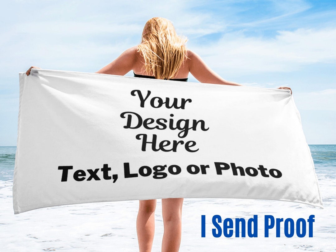 Custom Beach Towel, Personalized Photo Towel, Custom Logo Towel, Custom Text Towel, Personalized ...